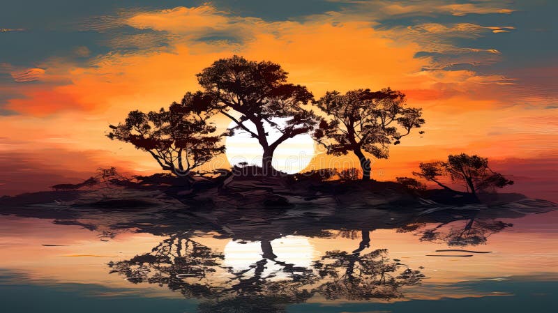 Inspiration of Nature, Artistic Crowns of Trees at Sunset Stock ...