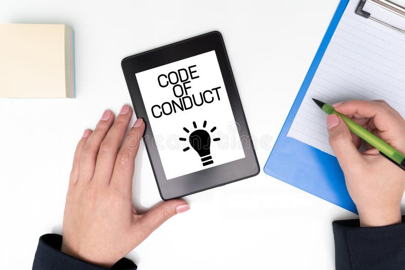 Writing Displaying Text Code of Conduct. Business Idea Ethics Rules ...