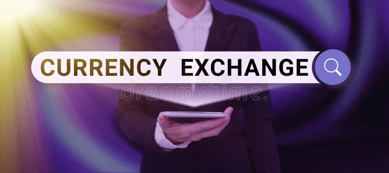 Conceptual Display Currency ExchangeProcess of Changing One Currency ...