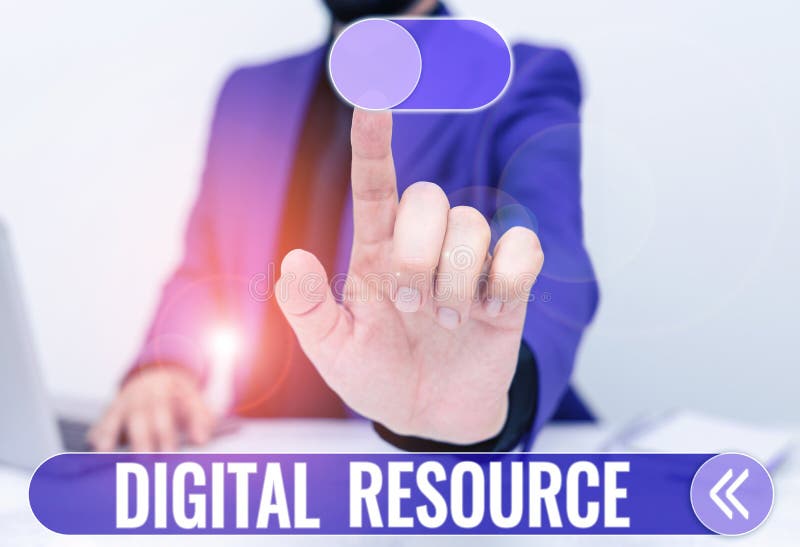 Sign Displaying Digital Resource. Word for Content that Distributed ...