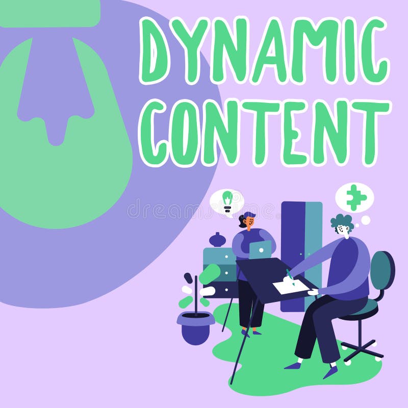 Hand Writing Sign Dynamic Content. Business Overview Web Content that ...