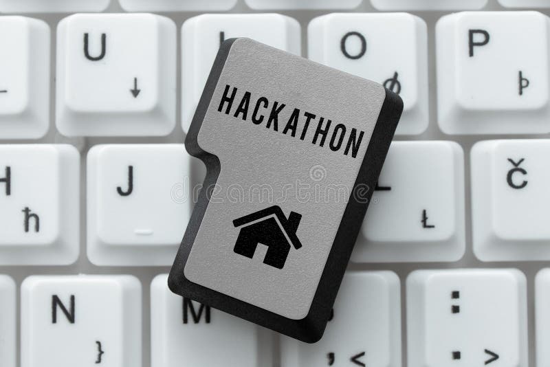 Inspiration Showing Sign Hackathon. Word Written on Event Where Large ... Inspiration Showing Sign Hackathon. Word Written on Event Where Large ...