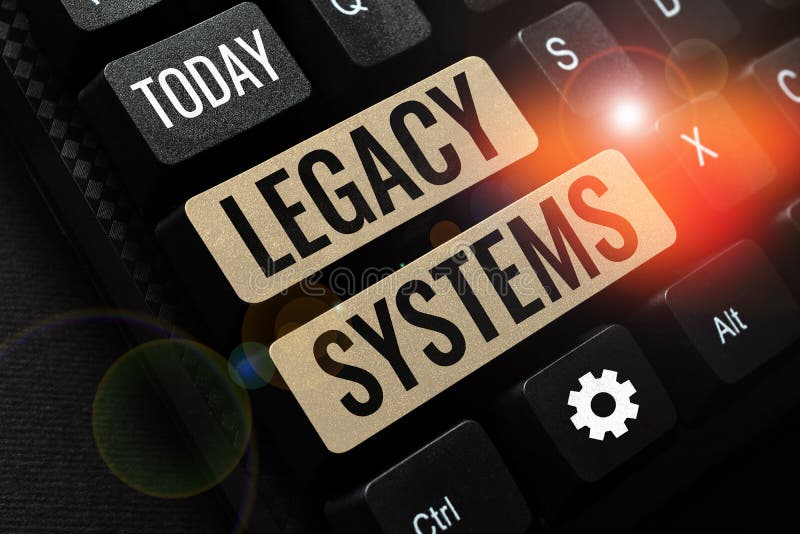 Writing Displaying Text Legacy Systems. Internet Concept Old Method ...