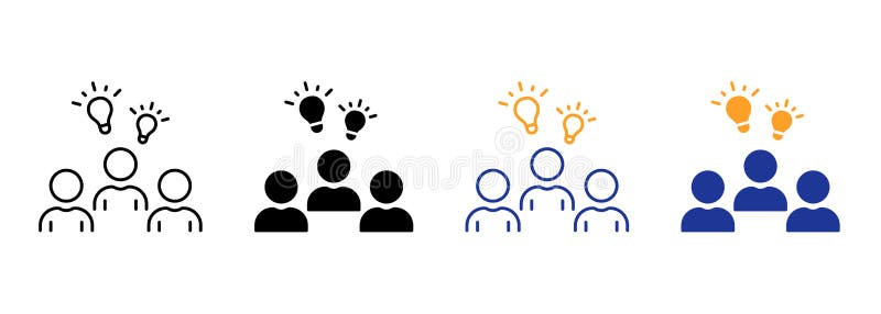 Inspiration Solution Creative Idea Silhouette and Line Icon. Creativity ...