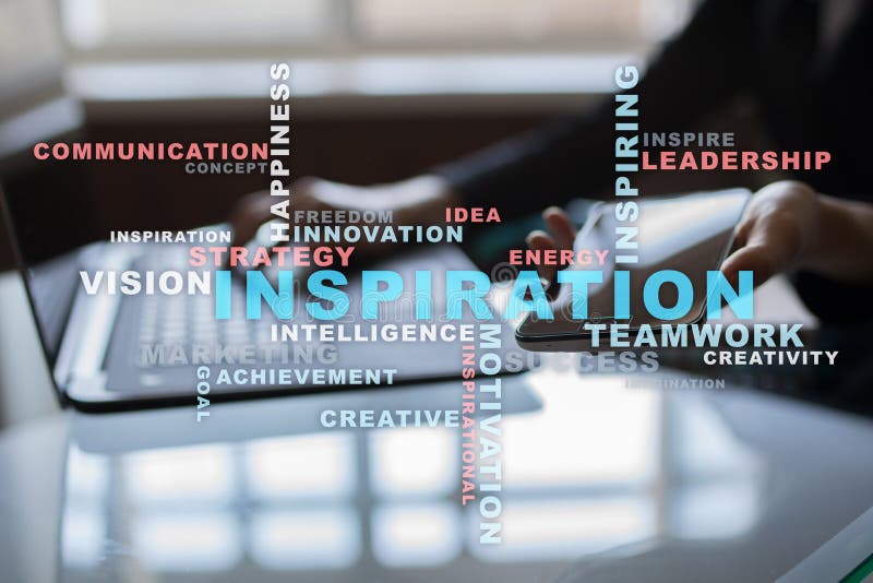 Inspiration Words Cloud on the Virtual Screen. Stock Photo - Image of ...