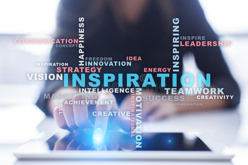 Inspiration Words Cloud on the Virtual Screen. Stock Photo - Image of ...