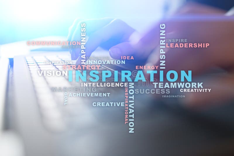 Inspiration Words Cloud on the Virtual Screen. Stock Illustration ...