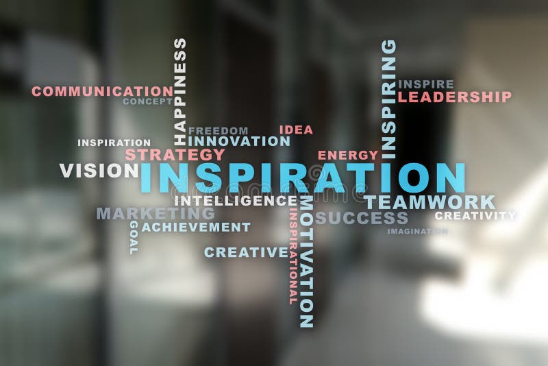 Inspiration Words Cloud on the Virtual Screen. Stock Image - Image of ...