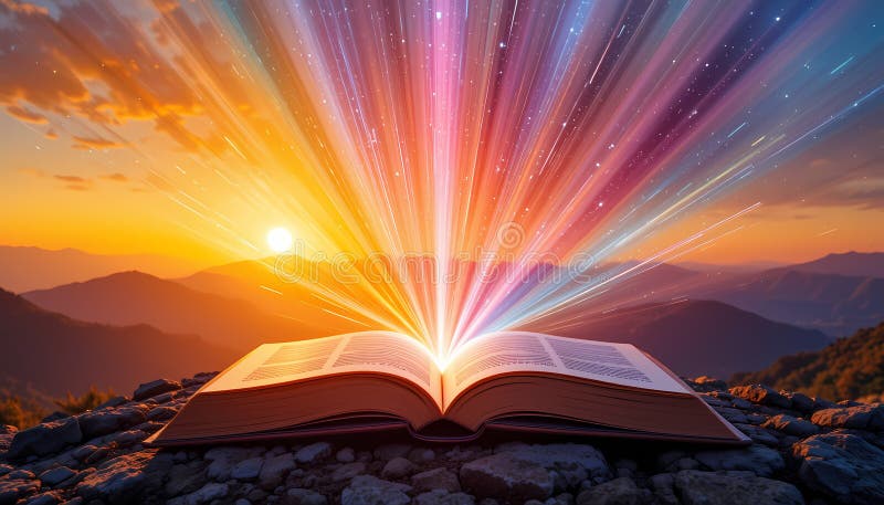Inspirational Book Glowing at Sunrise. Knowledge, Hope, and Wisdom ...