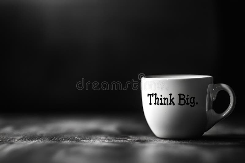 Inspirational Coffee Cup with "Think Big" Slogan for Startups Stock ...
