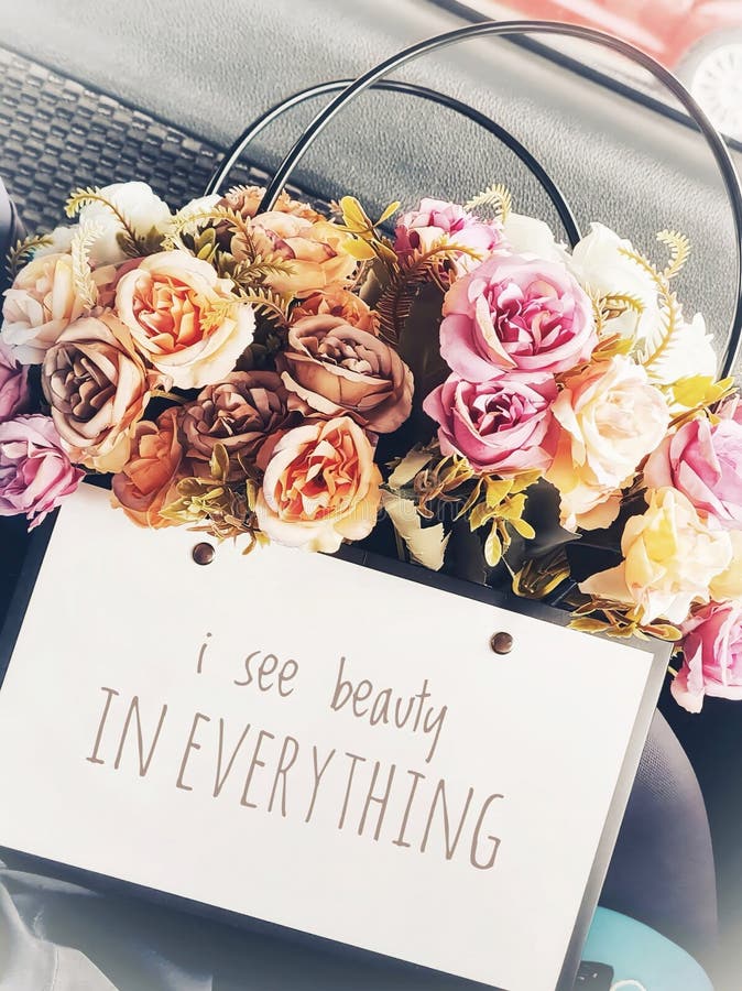 Inspirational Floral Arrangement with Positive Message in Elegant ...