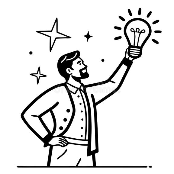Inspirational Man Holding Light Bulb Representing Ideas Innovation and ...