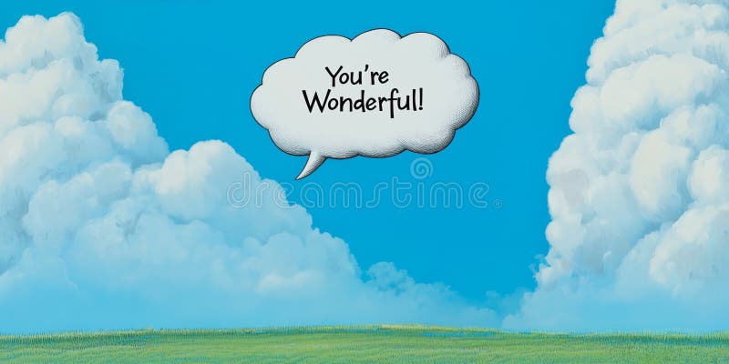 Inspirational Message in Blue Sky with Clouds and Text Bubble Stock ...