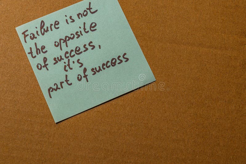 Inspirational Message about Failure and Success on Sticky Note Stock ...