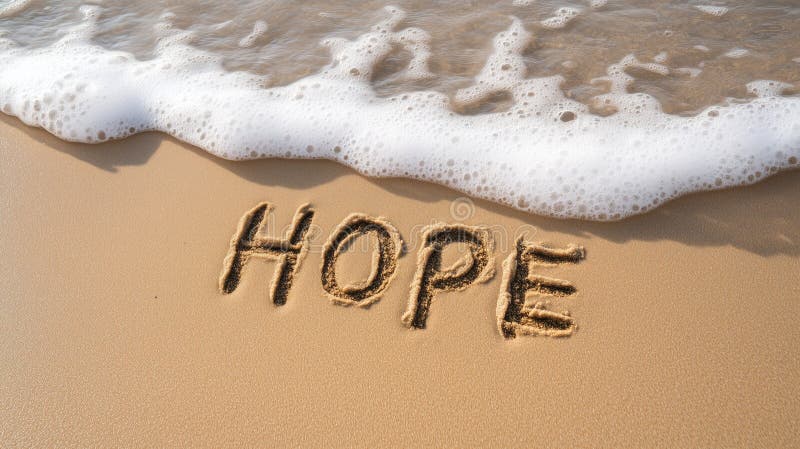 Inspirational Message Hope Written Serene Beach Sand Ocean Waves Stock ...