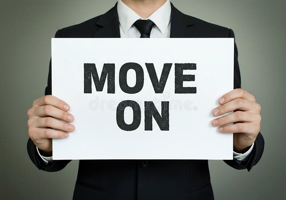 Inspirational Move on Message with Hands and Business Background Stock ...
