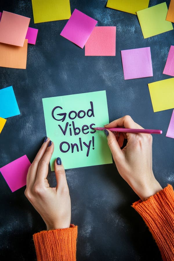 Inspirational Note with Colorful Sticky Notes on Chalkboard Background ...