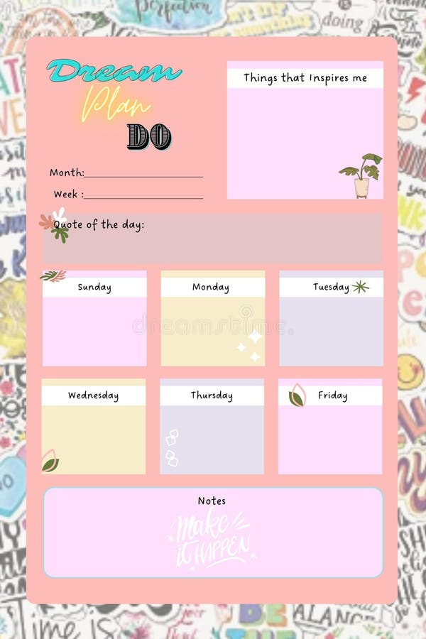 Inspirational Planner Digital Printable Blank Template Insert Stock ...