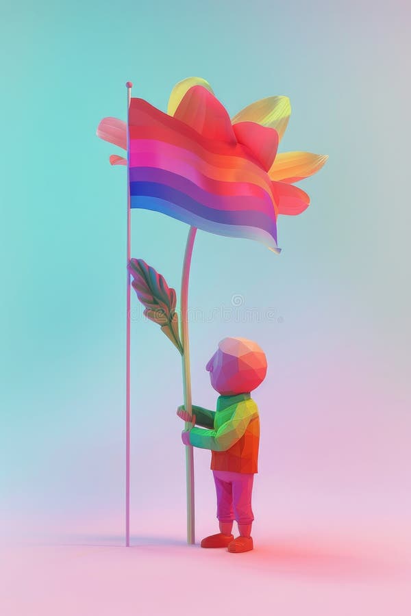 Inspirational Pride Month Scene: Surreal Cartoon Figure and Morphing ...