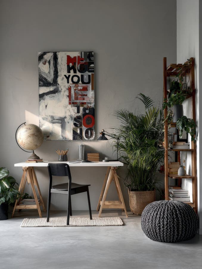 Inspirational Quote Board in a Modern Abstract Workspace Surrounded by ...