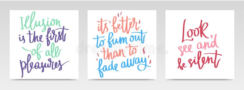 Inspirational Quotes Letter Typography Set Illustration Stock Vector ...