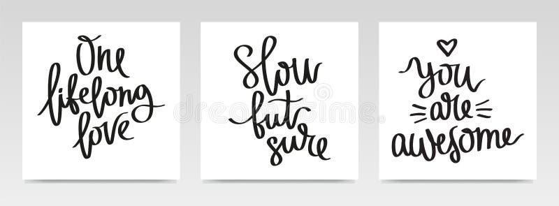 Inspirational Quotes Letter Typography Set Illustration Stock Vector ...