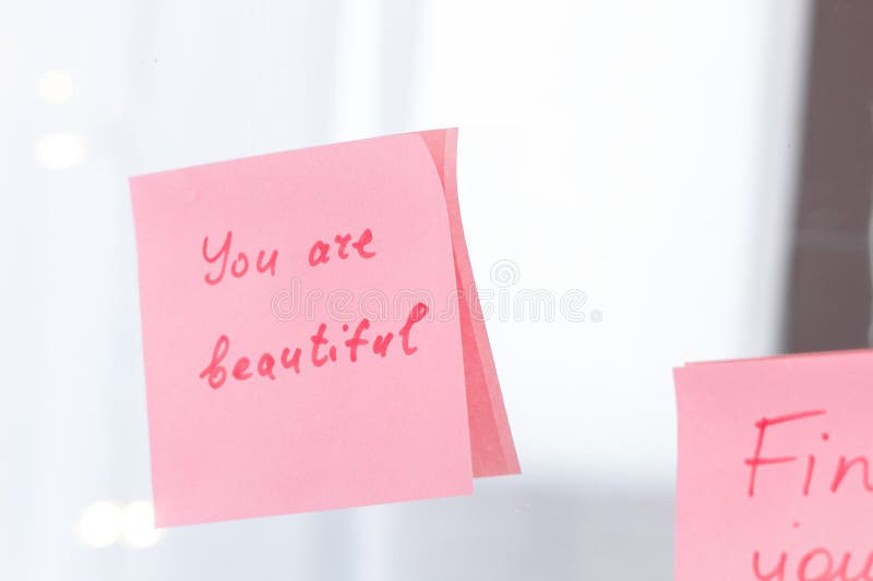Inspirational Quotes on Pink Sticker on the Mirror,handwriting Text ...