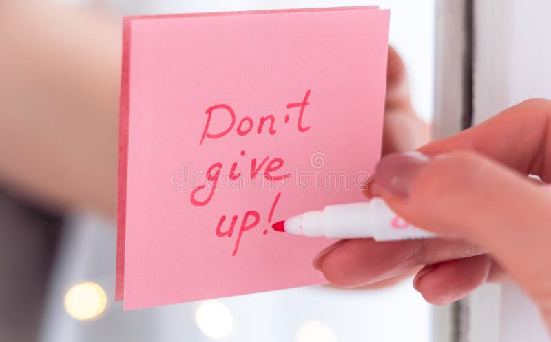 Inspirational Quotes on Pink Sticker,handwriting Text Stock Image ...
