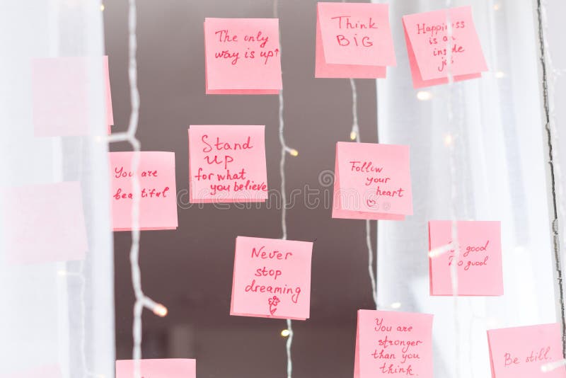 Inspirational Quotes on Pink Sticker on the Mirror,handwriting Text ...