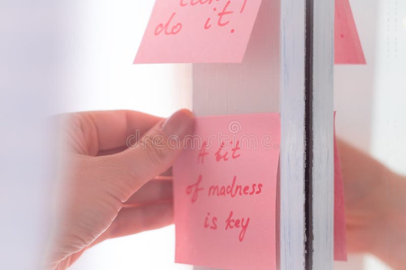 Inspirational Quotes on Pink Sticker,handwriting Text Stock Photo ...