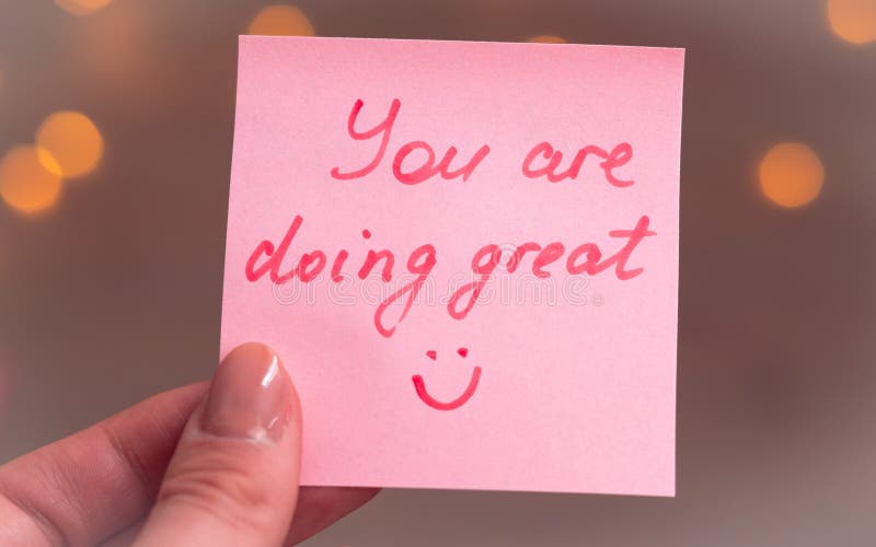 Inspirational Quotes on Pink Sticker,handwriting Text Stock Image ...