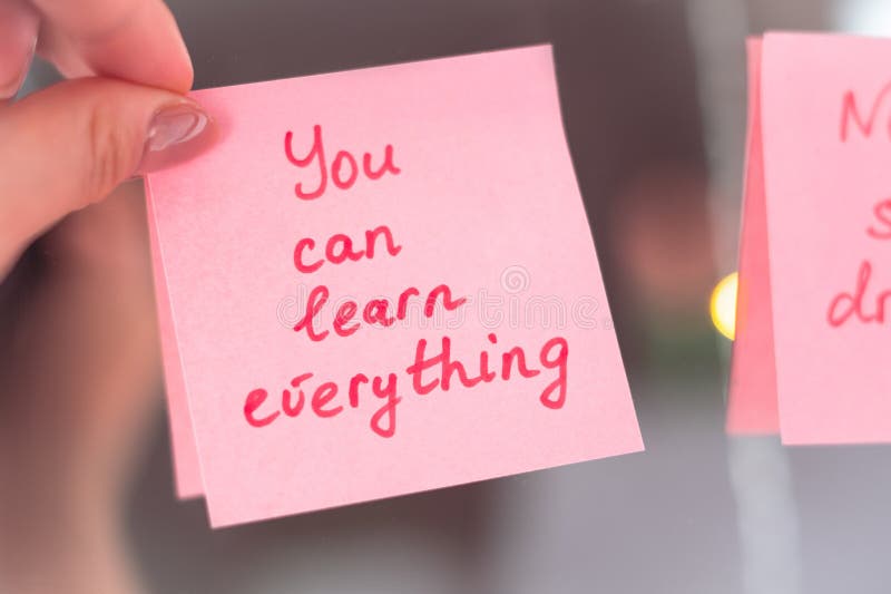 Inspirational Quotes on Pink Sticker on the Mirror,handwriting Text ...