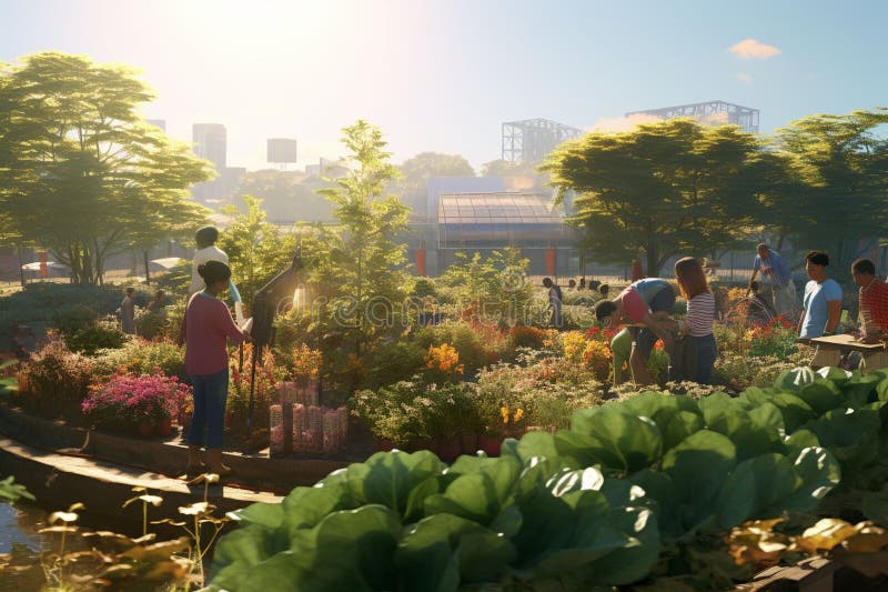 Inspirational Scene of a Diverse Group Stock Illustration ...