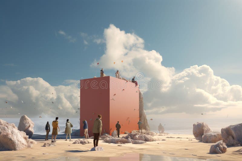 Inspirational Scene of a Diverse Group Engaged Stock Illustration ...