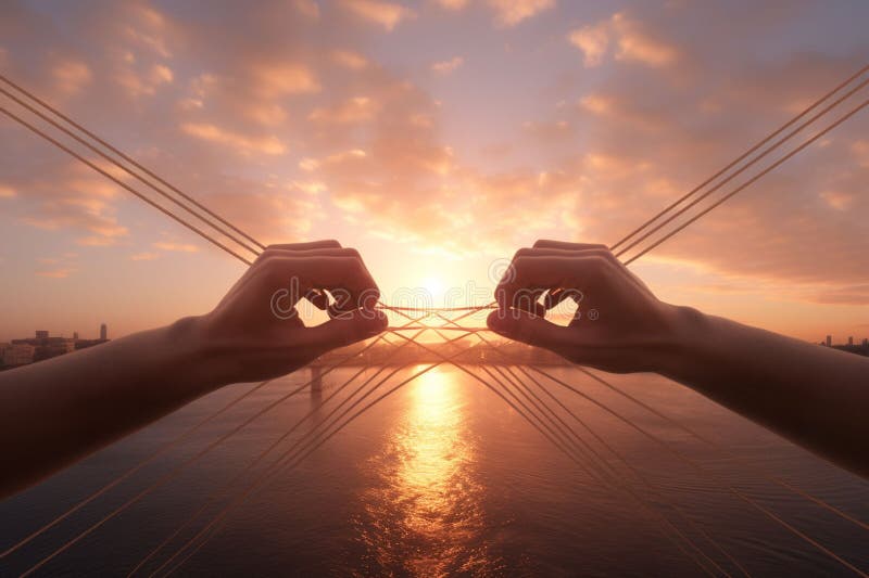 Inspirational Scene of Hands Forming a Bridge Stock Illustration ...