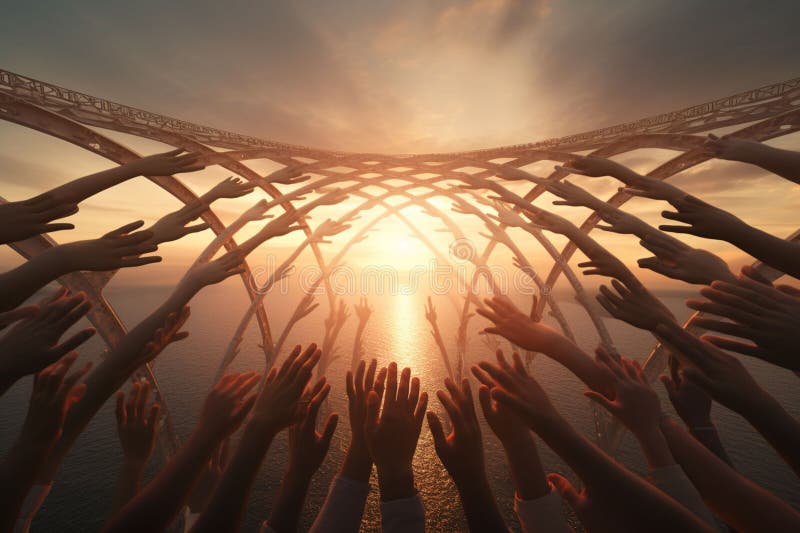 Inspirational Scene of Hands Forming a Bridge Stock Illustration ...