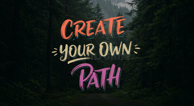 Inspirational Text "Create Your Own Path" in Colorful, Bold Script ...