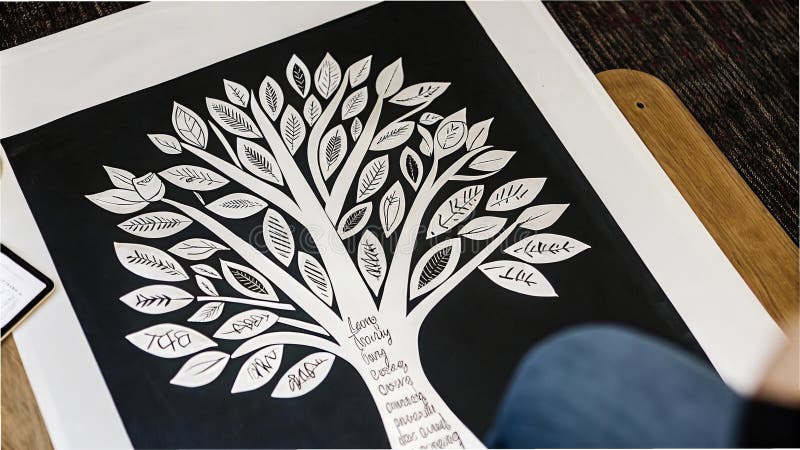 Inspirational Tree of Life Artwork with Intricate Leaf Designs on Black ...