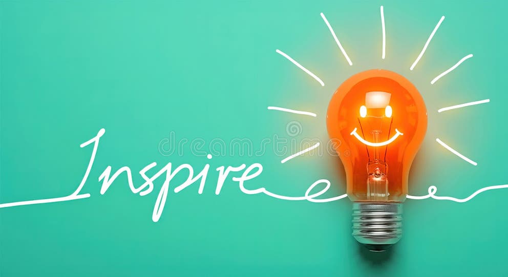 INSPIRE Message with Light Bulb.business Creativity Idea Stock ...