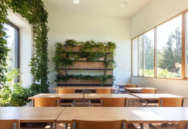 Inspired Classroom Design Featuring Greenery and Stock Photo - Image of ...