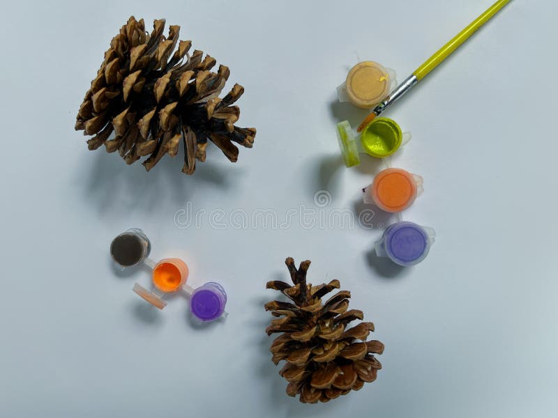 Inspired Creative Activity with Pine Cones, Vibrant Paints, and Natural ...