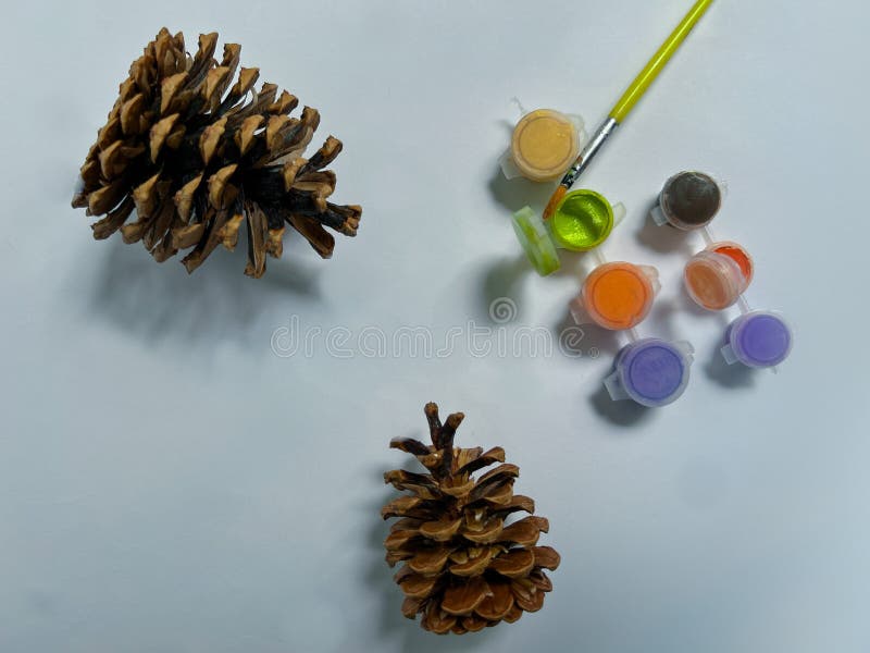 Inspired Creative Activity with Pine Cones, Vibrant Paints, and Natural ...