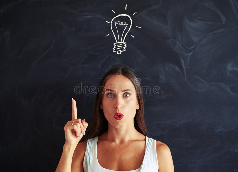 Inspired Face of Young Woman Having Brainstorm Stock Image - Image of ...