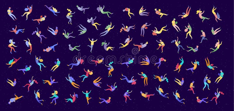 Inspired People Flying in Space and Interacting with Gadgets and Papers ...