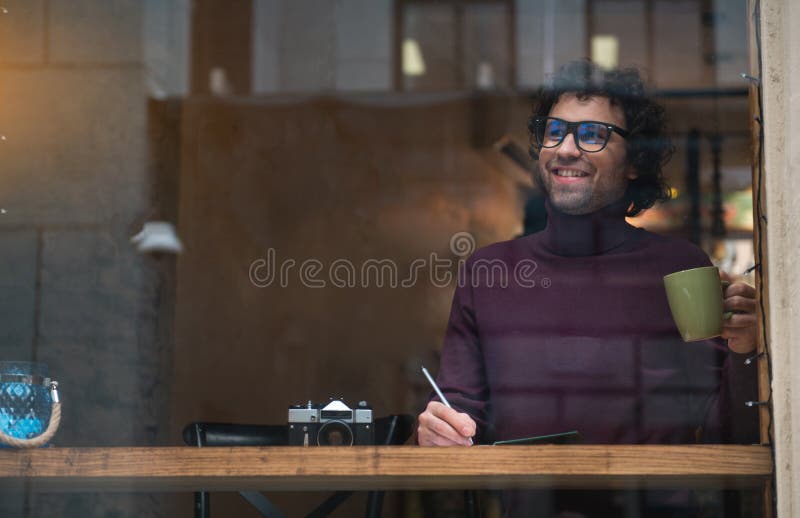 Inspired Young Man Writing Poem in Notebook Stock Photo - Image of male ...