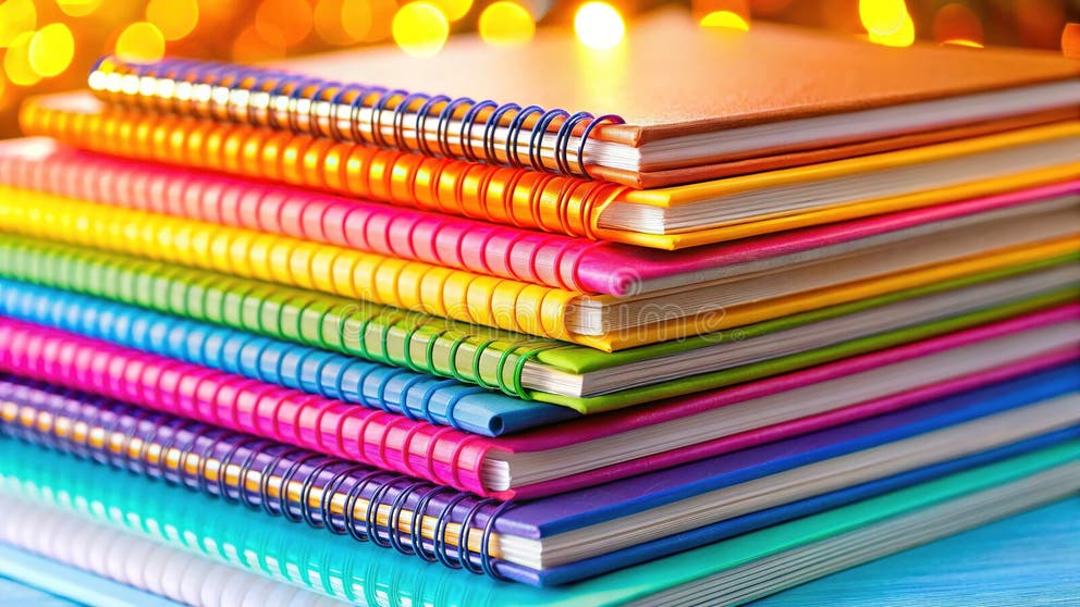 Inspiring BacktoSchool Essentials a Colorful Stack of Notebooks Ready ...