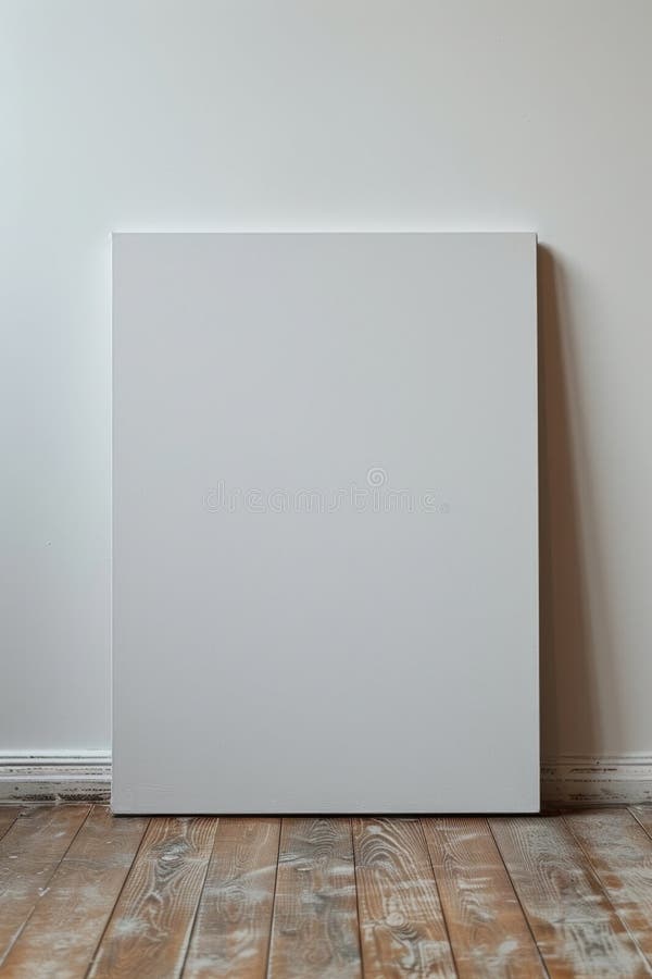 Inspiring Blank Canvas Mockup on Laminate Floor Against White Wall for ...