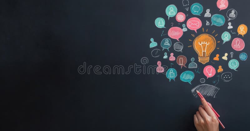 Inspiring Business Ideas: Chalkboard Concept Art Stock Illustration ...