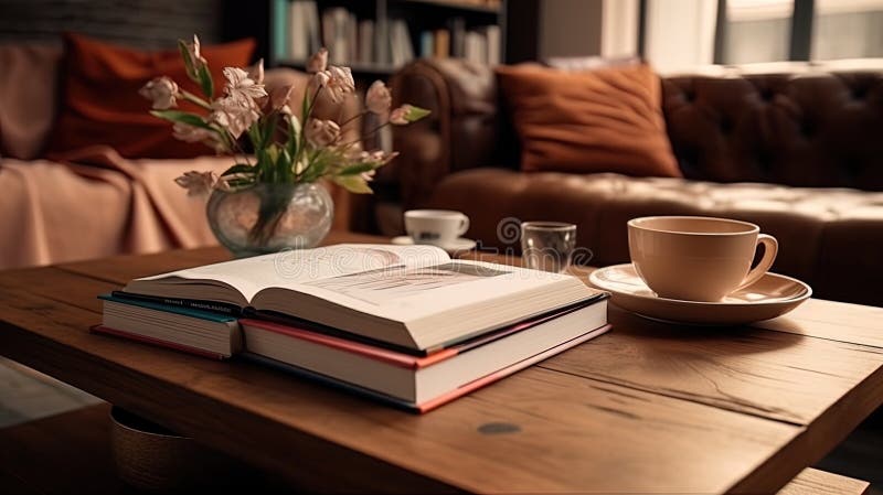 Inspiring Coffee Table: Books, Notebooks and Creativity Stock ...