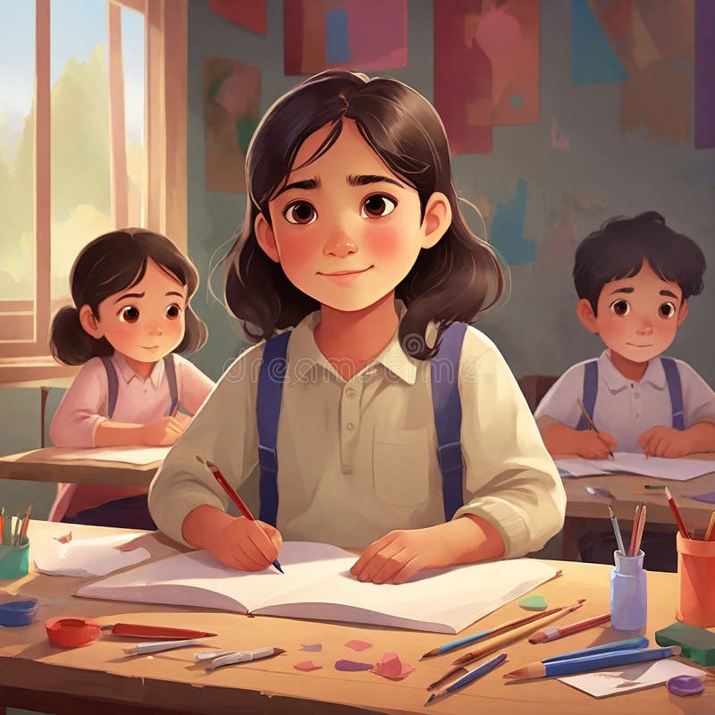 Inspiring Creativity in Art Class Stock Illustration - Illustration of ...